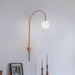 Aldex Wandleuchte Una, Metall, Glas, korallenrot