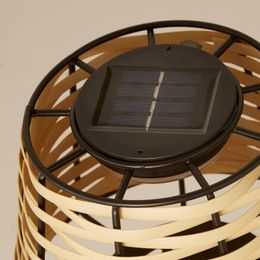 Searchlight Solar-LED-Tischleuchte Dalisay, braun, Rattan, 31 cm, IP44