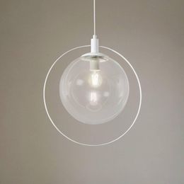 Aldex H&auml;ngeleuchte Aura, wei&szlig;, Metall, Glas, klar, E27