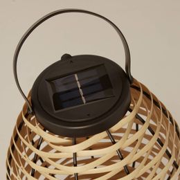 Searchlight Solar-LED-Terrassenleuchte Netan, braun, Rattan, 23 cm, IP44