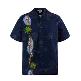 Pacific Legend Button Up Shirt 'Christmas Island' male Blue size 4XL