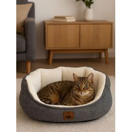 Paws&Whiskers Tierbett ''Coco'' in Grau/ Creme - 48% | Gr&ouml;&szlig;e 60x70x10 cm | Tierbedarf-katzen