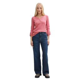 Tom Tailor Longsleeve in Wei&szlig;/ Rot - 53% | Gr&ouml;&szlig;e L | Damen-tops