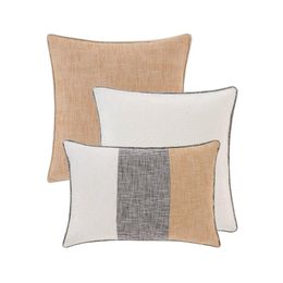Jotex 3er-Set: Kissenh&uuml;llen ''Chambray'' in Beige/ Wei&szlig;/ Grau - 14% | Dekokissen
