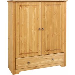 Wäscheschrank OTTO HOME "Hugo, Mehrzweckschrank, FSC zertifiziert, Made in EU", beige (gelaugt, geölt), B:106cm H:126cm T:38cm, Schränke, aus massiver Kiefer, klassischer Landhausstil mit Kassettenoptik