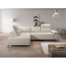 Ecksofa WERK2, B:204cm H:82cm T:278cmnatur, 100% Polyester, Wohnzimmer, Sofas, "Focus-L, elektrisch erweiterbare Sitztiefe um ca. 30 cm, L-Form",