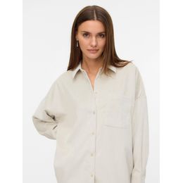 Véro Moda Hemdbluse VERO MODA "VMSANNE COURDEROY LS SHIRT WVN GA NOOS", Damen, Gr. XS, grau (pumice stone), Cord, Obermaterial: 90% Polyester, 8% Nylon, 2% Elasthan, unifarben, Po-bedeckend, Blusen Hemdbluse