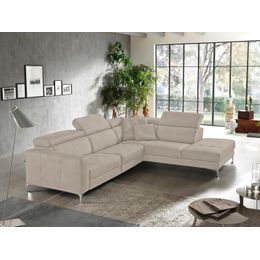 Ecksofa Egoitaliano "Matt, hoher Sitzkomfort und aufwendige Detailverarbeitung, L-Form", grau (opal grau), B:285cm H:100cm T:221cm, Luxus-Micofaser Lederoptik (100% Polyester) ist ein neues technisches Gewebe mit einem visuellen und taktilen Aspekt, der dem Nubuk sehr nahe kommt, mit innovativen Eigenschaften. Seine au&szlig;erordentliche Weichheit kommt von einem exklusiven Produktionsprozess, der Unre