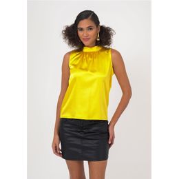 Klassische Bluse FRESHLIONS, Damen, Gr. S, gelb, 100% Polyester, unifarben, normal, Blusen, mit hohem Kragen
