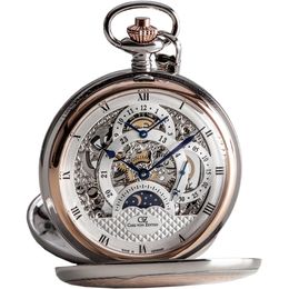 Taschenuhr Carl von Zeyten "Alb, CVZ0040RSL", silber (silberfarben), Taschenuhren, Damen, Taschenuhr, Mechanische Uhr, Herrenuhr, Made in Germany, Mondphase