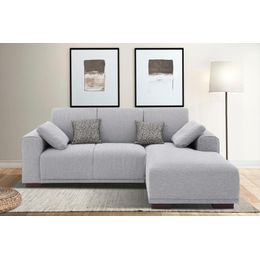 Ecksofa Home Affaire "BORNHOLM L-Form, B: 234 cm - OTTO. Verl&auml;ssliche Qualit&auml;t.", grau, B:234cm H:85cm T:162cm, Struktur (100% Polyester), Luxus-Microfaser (100% Polyester), Luxus-Microfaser Lederoptik (100% Polyester);100% Polyester Struktur, Sofas, Ecksofa, Recamiere links oder rechts bestellbar, Wellenfederung, inkl. 2 Kissen