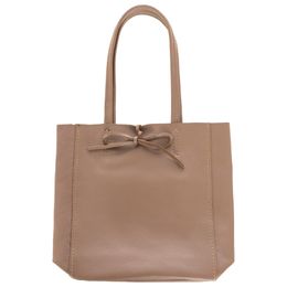 Tragetasche Zwillingsherz "Ledershopper "Small"", Damen, taupe, Leder, unifarben, Taschen