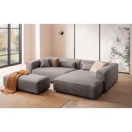 Ecksofa "PIARA XXL, L-Form, Schlaffunktion, Cord, Leinenoptik o. Strukturstoff", beige (taupe), B:288cm H:66cm T:198cm, 100% Polyester, LeGer Home by Lena Gercke, Sofas, Ecksofa, Hocker stellbar zum Schlafsofa (Krokodilverbinder), tiefe Sitzfl&auml;che