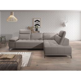 Ecksofa WERK2, B:204cm H:82cm T:278cmgrau, 100% Polyester, Wohnzimmer, Sofas, "Focus-L, elektrisch erweiterbare Sitztiefe um ca. 30 cm, L-Form",