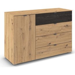 Kombikommode Rauch "Sideboard Kombikommode Schubladenkommode APOLLON", eiche artisan, schwarz oak, B:120cm H:81cm T:42cm, Holzwerkstoff, Sideboards, Kombikommode