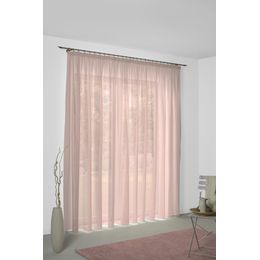 Vorhang WIRTH "Sunday", rosa, B:142cm H:355cm, Jacquard, Baumwolle, Polyester, Gardinen, nach Ma&szlig;
