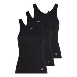 Tanktop "SCOOP NECK COTTON TANK 3PK", Damen, Gr. S (36), schwarz (schwarz, schwarz, schwarz), Rippware, Obermaterial: 100% Baumwolle, Calvin Klein Underwear, unifarben, Basic, schmal hüftlang, Tops Tanktop, mit Logostickerei