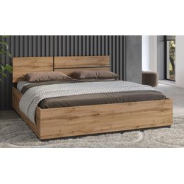 Bett OTTO HOME "Cross, moderner Bettrahmen", braun (wotan eiche, wotan eiche, schwarz, wotan eiche), B:184cm H:91cm L:205cm, Betten, Bett, Doppelbett in zwei Gr&ouml;ssen, stabiles Bettgestell