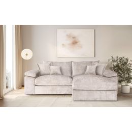 Ecksofa Home Affaire "Soft&Cosy XL L-Form, B: 246 cm - OTTO. Verl&auml;ssliche Qualit&auml;t.", beige, B:246cm T:187cm, 100% Polyester, Sofas, Ecksofa, Mega-Sofa, Cord oder Chenille-Struktur, mit Federkern & 4 Zierkissen, Topseller