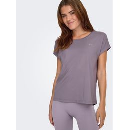 Trainingsshirt Only Play "ONPAUBREE SS LOOSE TRAIN TEE - NOOS", Damen, Gr. S, grau (gray ridge), Jersey, Obermaterial: 88% Polyester, 12% Elasthan, unifarben, relaxed fit normal, Rundhals, Shirts