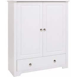 Wäscheschrank OTTO HOME "Hugo, Mehrzweckschrank, FSC zertifiziert, Made in EU", weiß, B:106cm H:126cm T:38cm, Schränke, aus massiver Kiefer, klassischer Landhausstil mit Kassettenoptik