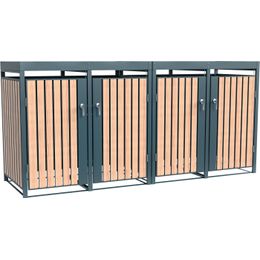 M&uuml;lltonnenbox WESTMANN "Planta", braun (holzoptik, braun), B:264cm H:124,5cm T:84cm, Metall, Stahl, Aufbewahrungsboxen, Platz f&uuml;r 4 M&uuml;lltonnen je 240 L, BxHxT: 264x84x124,5 cm