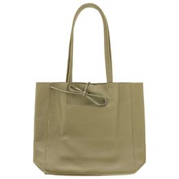 Tragetasche Zwillingsherz "Ledershopper "Small"", Damen, khaki, Leder, unifarben, Taschen