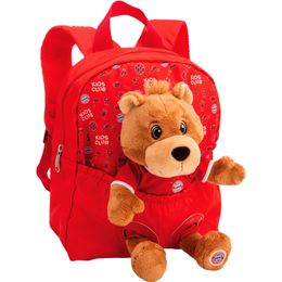 Kinderrucksack Nici "FC BAYERN MÜNCHEN inklusive Plüsch Bär Berni 25 cm", Kinder, Gr. B/H/T: 21cm x 26cm x 18cm, rot, Polyester, Rucksäcke