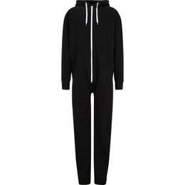 Jumpsuit Urban Classics "Urban Classics Herren Sweat Jumpsuit", Herren, Gr. 3XL/4XL, US-Gr&ouml;&szlig;en, schwarz, wei&szlig;, 65% Baumwolle, 35% Polyester, unifarben, loose fit, Overalls Jumpsuit