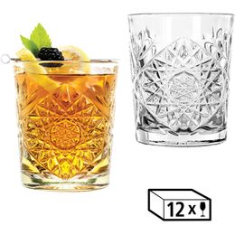 Tumbler-Glas Libbey "Libbey Trinkglas 12er Set -HOBSTAR-", transparent, H:10,5cm Ø:9cm, Glas, Trinkgefäße, 355 ml, hochwertig verarbeitet, in eleganter Vintage-Optik