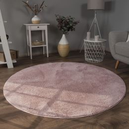 Fellteppich Paco Home "Kunstfell Soft 380", pink, H:14mm &Oslash;:160cm, Polyester, Teppiche, Fellteppich, Langflor, Kuschelteppich - besonders weich, Uni-Farben