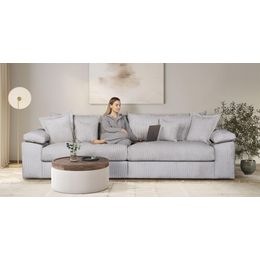 Big-Sofa Home Affaire "Soft&Cosy XXL, B: 303 cm - OTTO. Verl&auml;ssliche Qualit&auml;t.", grau (hellgrau), B:303cm T:123cm, 100% Polyester, Sofas, Big-Sofa, Mega-Sofa, Cord oder Chenille-Struktur, mit Federkern & 4 Zierkissen, Topseller