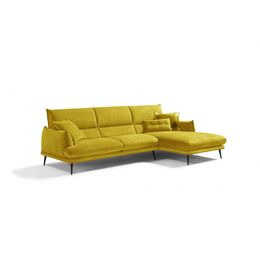 Ecksofa Egoitaliano "FUNNY, hochwertiges & aktuelles Design, bequeme R&uuml;ckenlehne, L-Form", gelb, B:265cm H:90cm T:225cm, 100% Polyester, Sofas, Ecksofa, hochwertiger Sitzkomfort, L-Form
