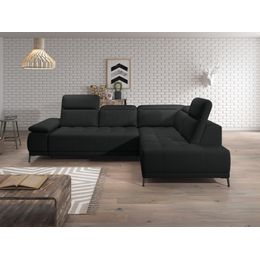 Ecksofa WERK2, B:204cm H:82cm T:278cmgrau, 100% Polyester, Wohnzimmer, Sofas, "Focus-L, elektrisch erweiterbare Sitztiefe um ca. 30 cm, L-Form",