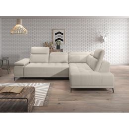 Ecksofa WERK2, B:204cm H:82cm T:278cmnatur, 100% Polyester, Wohnzimmer, Sofas, "Focus-L, elektrisch erweiterbare Sitztiefe um ca. 30 cm, L-Form",