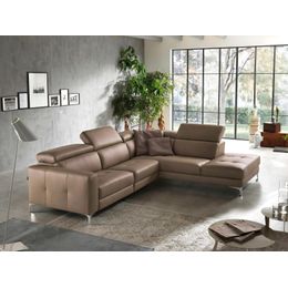 Ecksofa Egoitaliano "Matt, hoher Sitzkomfort und aufwendige Detailverarbeitung, L-Form", beige (safari), B:285cm H:100cm T:221cm, Leder &raquo;BULL&laquo; (echtes Rindsleder). Geschliffenes, pigmentiertes und behandeltes Rindsleder mit einer Dicke von 1, 3-1, 5 mm. Dieses Leder zeigt eine ziemlich weiche Hand mit einem halb undurchsichtigen Aussehen. Es handelt sich um ein gesch&uuml;tztes Leder. Eine leichte Deck