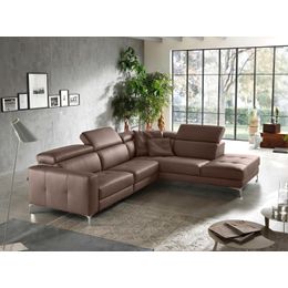 Ecksofa Egoitaliano "Matt, hoher Sitzkomfort und aufwendige Detailverarbeitung, L-Form", braun (chocolate), B:285cm H:100cm T:221cm, Leder &raquo;BULL&laquo; (echtes Rindsleder). Geschliffenes, pigmentiertes und behandeltes Rindsleder mit einer Dicke von 1, 3-1, 5 mm. Dieses Leder zeigt eine ziemlich weiche Hand mit einem halb undurchsichtigen Aussehen. Es handelt sich um ein gesch&uuml;tztes Leder. Eine leichte D
