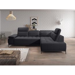 Ecksofa WERK2, B:204cm H:82cm T:278cmgrau, 92% Polyester, 8% Nylon, Wohnzimmer, Sofas, "Focus-L, elektrisch erweiterbare Sitztiefe um ca. 30 cm,