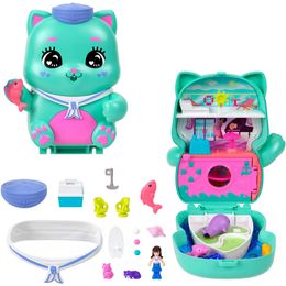 Spielwelt Polly Pocket "Matrosenkatze-Schatulle", bunt, Spielfigurenwelten, KinderB:12cm H:13,3cm L:9,39cm, Kunststoff, mit 1 Puppe, 2 kleinen Kätzchen und Zubehör, B:12cm H:13,3cm L:9,39cm