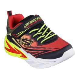 Sneaker Skechers "FLEX-GLOW ULTRA", M&auml;dchen, Gr. 28, schwarz (schwarz, rot), Lederimitat, Textil, Mesh, kontrastfarbene Details, Schuhe Sneaker, Klettschuh zum Schl&uuml;pfen, Gr&ouml;&szlig;enschablone zum Download
