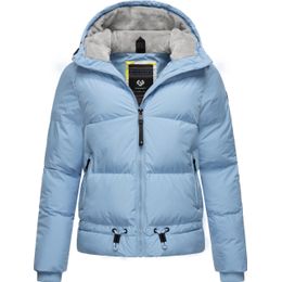 Steppjacke Ragwear "Briony", Damen, Gr. XL (42), blau (cloud), Obermaterial: 100% Polyester, Innenfutter: 100% Polyester, Wattierung: 100% Polyester, normal hüftbedeckend, hoch geschlossener Ausschnitt, Ärmel ohne Ärmelschlitz Rippstrickbündchen, Jacken Steppjacke, Wasserdichte Damen Winterjacke mit Kapuze