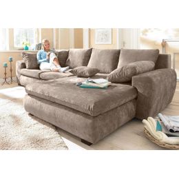 Ecksofa Home Affaire "Cara Mia L-Form, B: 325 cm - OTTO. Verl&auml;ssliche Qualit&auml;t.", braun (mittelbraun), B:325cm H:87cm T:183cm, Luxus-Microfaser Vintageoptik (100% Polyester);Microfaser Antiklederoptik (100% Polyester), Sofas, Ecksofa, mit 4 Zierkissen, optional Bettfunktion & Bettkasten, Topseller