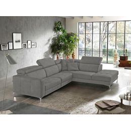 Ecksofa Egoitaliano "Matt, hoher Sitzkomfort und aufwendige Detailverarbeitung, L-Form", grau (steingrau), B:285cm H:100cm T:221cm, Luxus-Micofaser Lederoptik (100% Polyester) ist ein neues technisches Gewebe mit einem visuellen und taktilen Aspekt, der dem Nubuk sehr nahe kommt, mit innovativen Eigenschaften. Seine au&szlig;erordentliche Weichheit kommt von einem exklusiven Produktionsprozess, der Unre