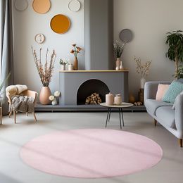 Teppich Ayyildiz Teppiche "SKY 5400", rosa (rose), H:7mm &Oslash;:200cm, Polyester, Teppiche, Teppich, Besonders weich / Softfllor / waschbar