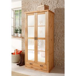 Kleiderschrank OTTO HOME "Madrid", beige (gelaugt, geölt), B:90cm H:190cm T:59cm, Schränke, Kleiderschrank, aus massiver Kiefer, in 3 Breiten mit Spiegeltüren