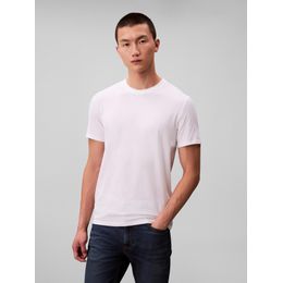 T-Shirt Calvin Klein "2 Pack SS STRETCH COTTON SLIM TEE", Herren, Gr. L, weiß (hellweiß, hellweiß), Single Jersey, Obermaterial: 95% Baumwolle, 5% Elasthan, unifarben, slim fit normal, Rundhals, eingesetzt abgesteppte Kante, Shirts T-Shirt, Rundhalsausschnitt, slim fit