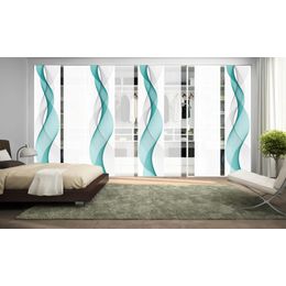 Schiebegardine Home Wohnideen "OPALIA 8ER SET" Gr. 1, blau (t&uuml;rkis), B:60cm H:245cm, Microfaser, Polyester, Gardinen, HxB: 245x60