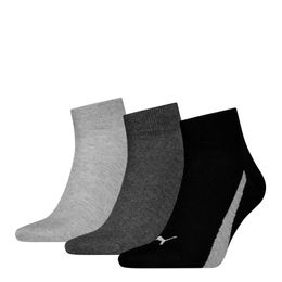 Kurzsocken Puma "Puma UNISEX LIFESTYLE QUARTER 3P", Herren, Gr. 39-42, schwarz-weiß (schwarz, weiß), Baumwolle, Baumwollmischung, Elasthan, elastisch, Socken, mit kurzem geripptem Schaft