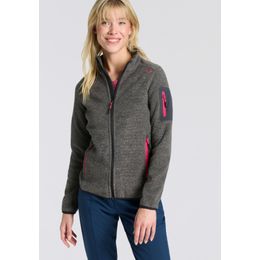 Strickfleecejacke CMP "KNITTED MELANGE FLEECE WOMAN JACKET", Damen, Gr. 44, antracite, Strick, Obermaterial: 85% Polyester, 15% Viskose, normal, eingefasste Kante, Jacken, W&auml;rmeisolierend & Schnell trocknend & Atmungsaktiv