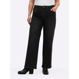 sheego Damen Bequeme Jeansschwarz denim, Gr. 44, unifarben, 99% Baumwolle, 1% Elasthan, Jeans